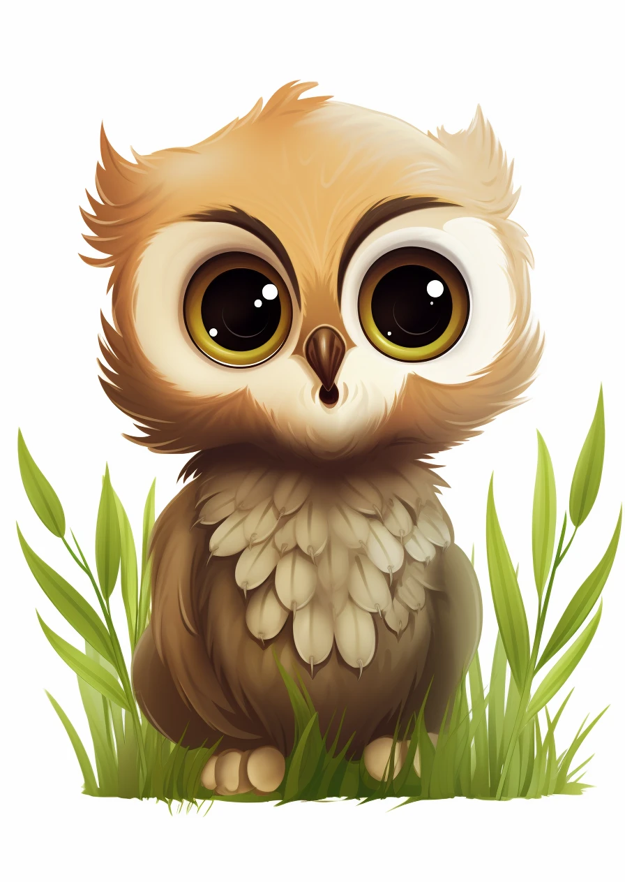 Snoezige uil in het gras poster | De perfecte babyposter voor de ...