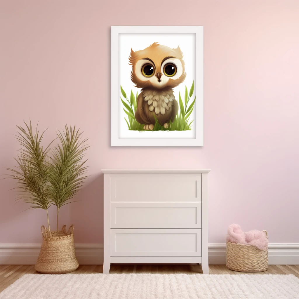 Snoezige uil in het gras poster | De perfecte babyposter voor de ...