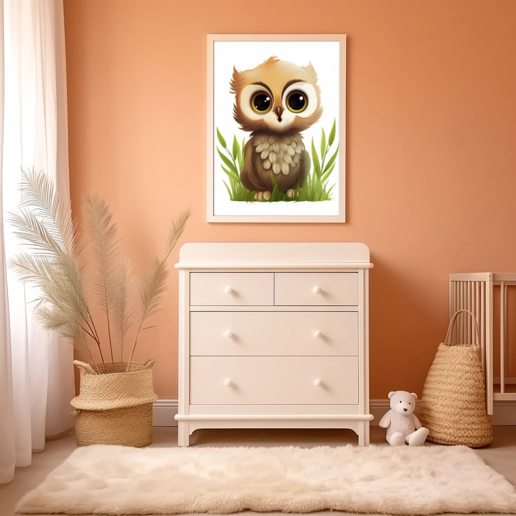 Snoezige uil in het gras poster | De perfecte babyposter voor de ...