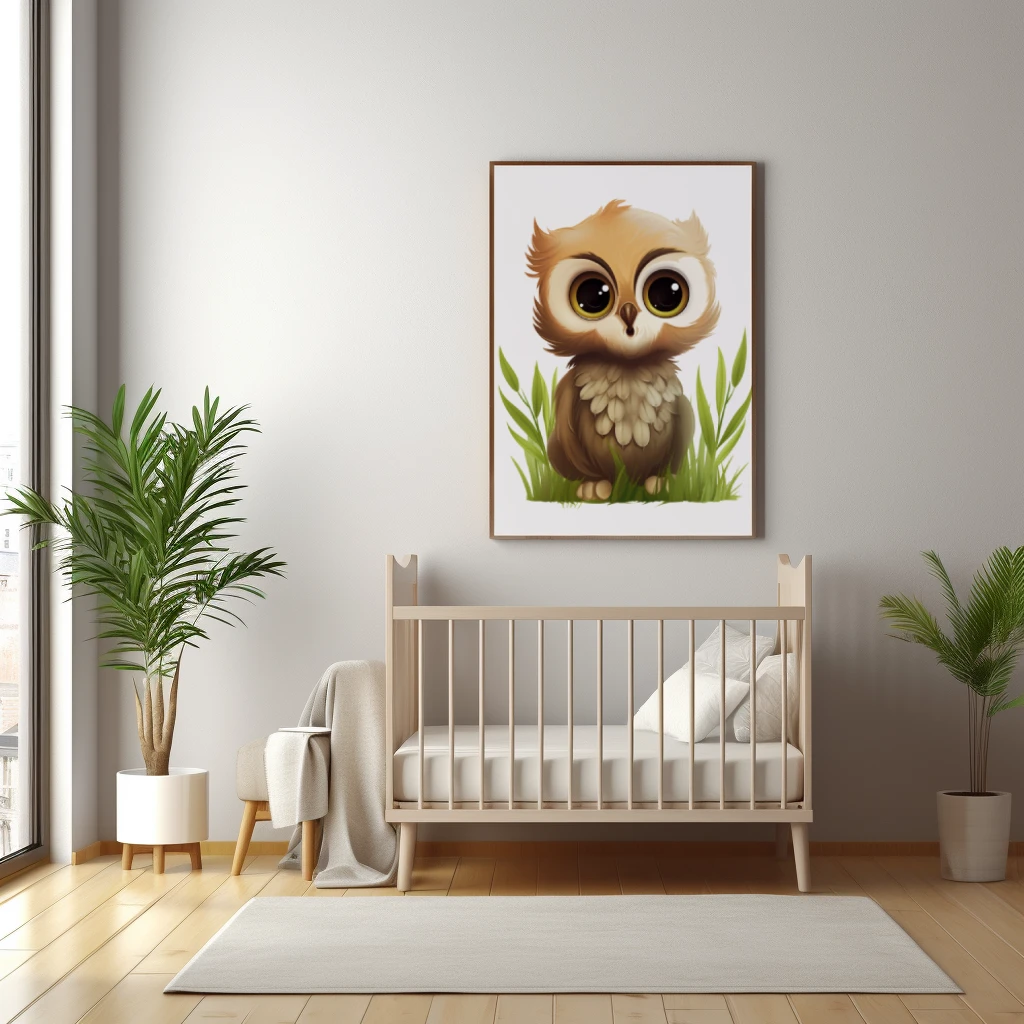 Snoezige uil in het gras poster | De perfecte babyposter voor de ...
