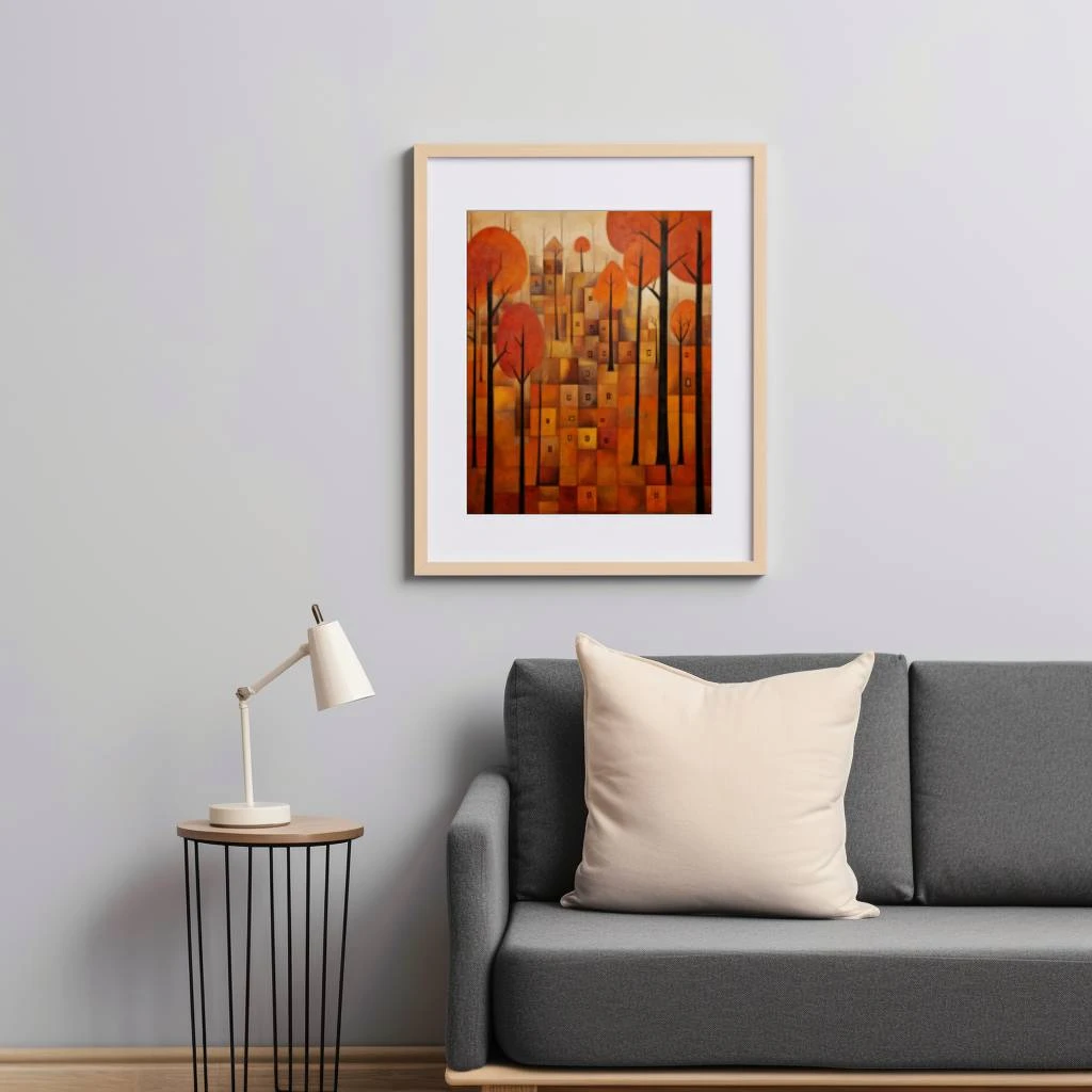 Herfstbomen in de stijl van Paul Klee poster kopen | Printmolen.nl